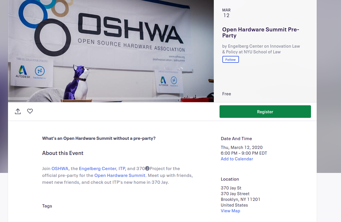 Open Hardware Summit Pre Party Osh Park